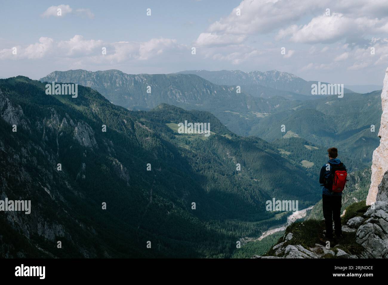 A person enjoying the Melicka Planina in the Kamnijsko Savinjske Alpe ...