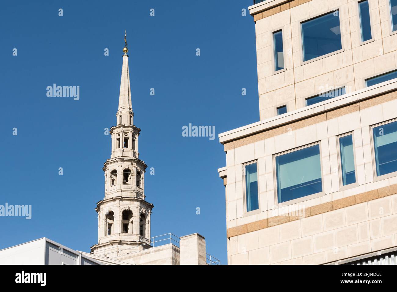 Spire of St Bride's Church in the City of London, designed by ...