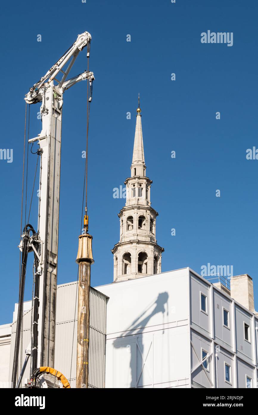 Spire of St Bride's Church in the City of London, designed by ...