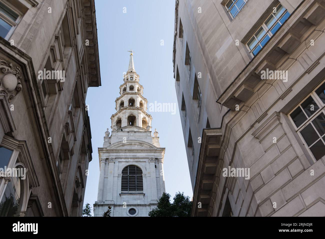 Spire of St Bride's Church in the City of London, designed by ...