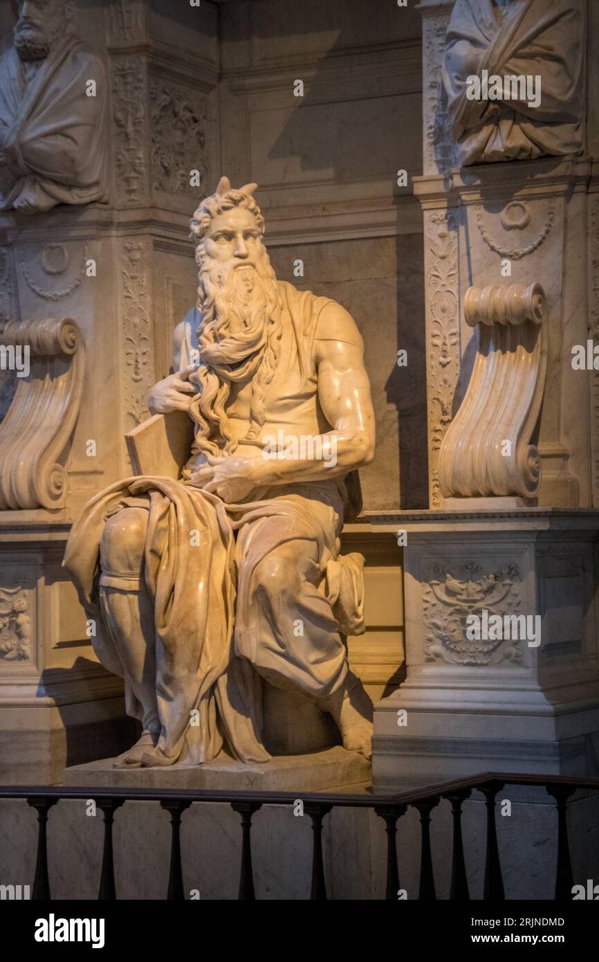 Sculpture Moses by Michelangelo in the San Pietro in Vincoli in Rome ...
