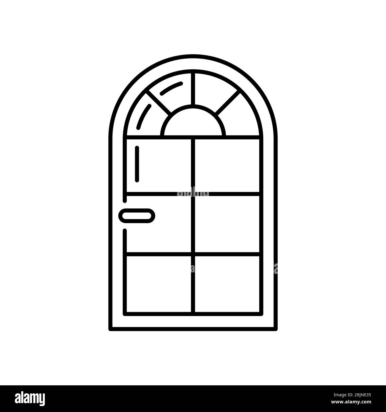 Round Windows icon, Linear style. Vector Architecture elements. Line ...