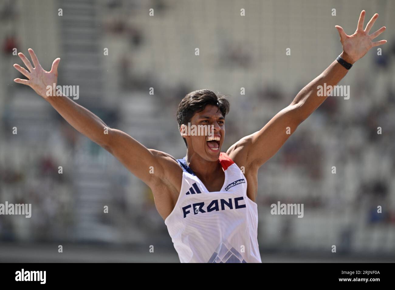 Budapest, Hungary. 23rd Aug, 2023. French Baptiste Thiery reacts during ...