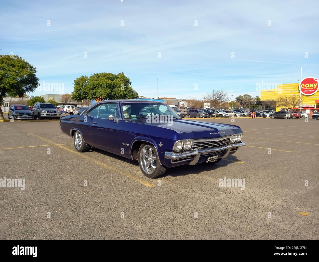 old blue 1960s Chevrolet Impala SS 327 Super Sport coupe by GM in a ...