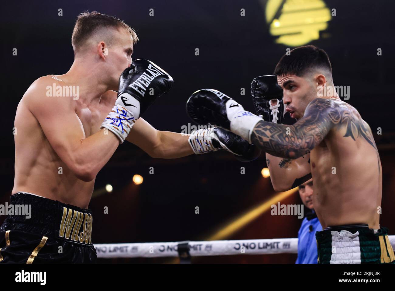 Sydney, Australia. 23rd Aug, 2023. Liam Wilso throws a punch during the boxing match between ...