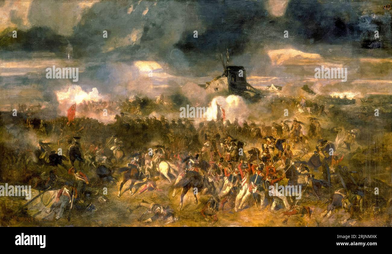 Battle of Waterloo, 18th June 1815, painting in oil on canvas by ...