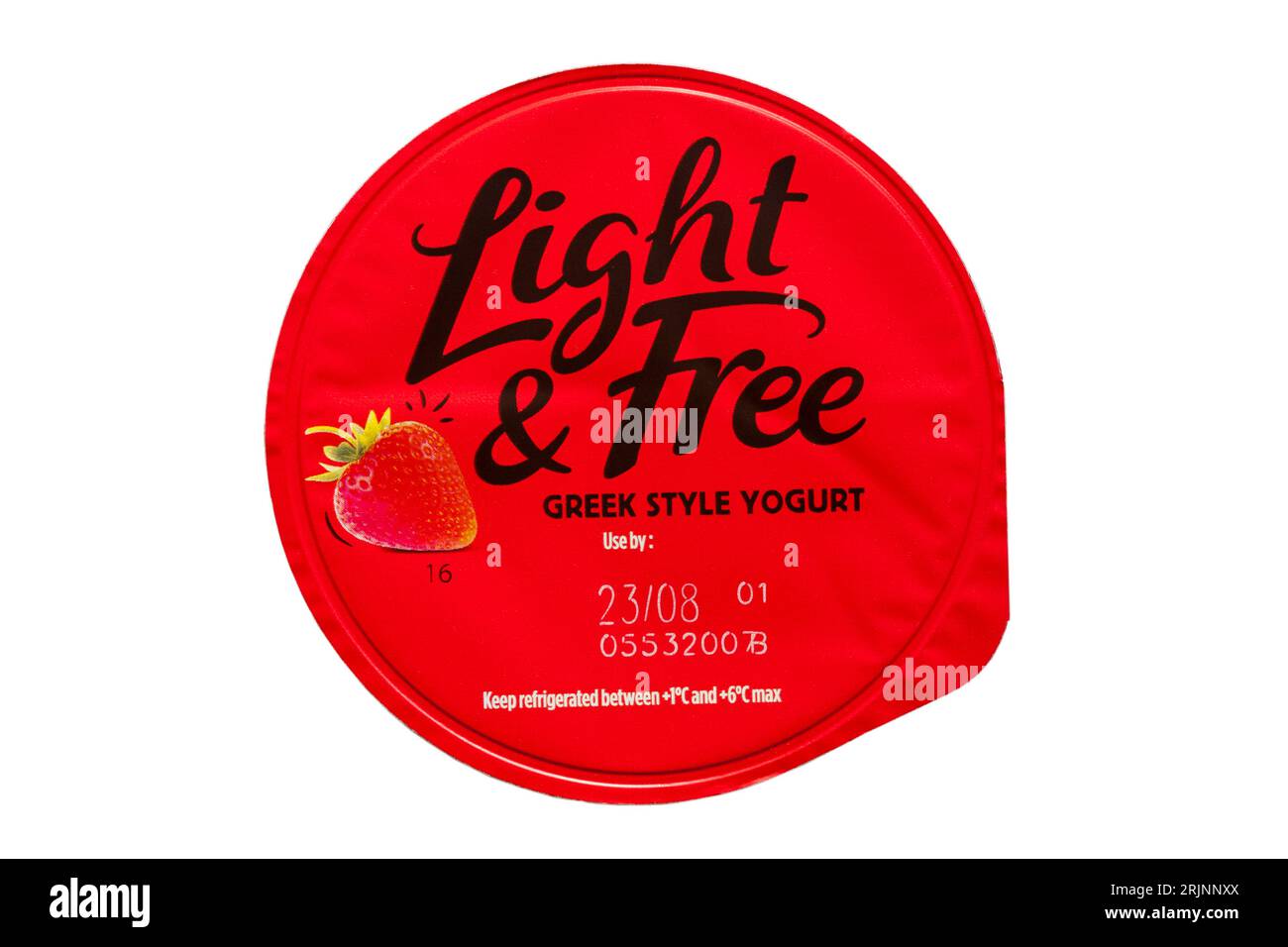 Pot of Danone Light & Free Greek Style Yogurt strawberry flavour ...