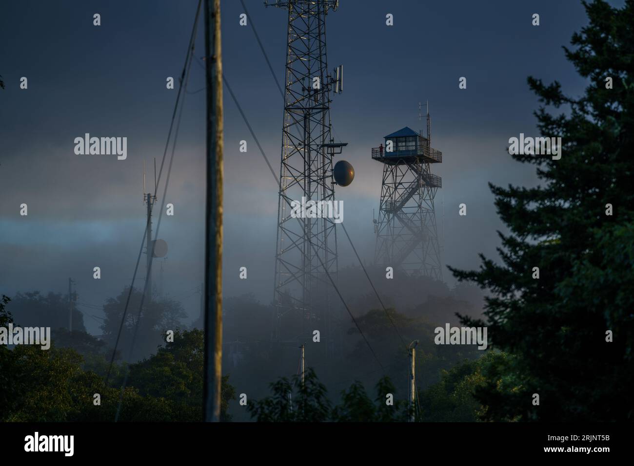 The Fryingpan Mountain Firewatch covered in fog in Pisgah National ...