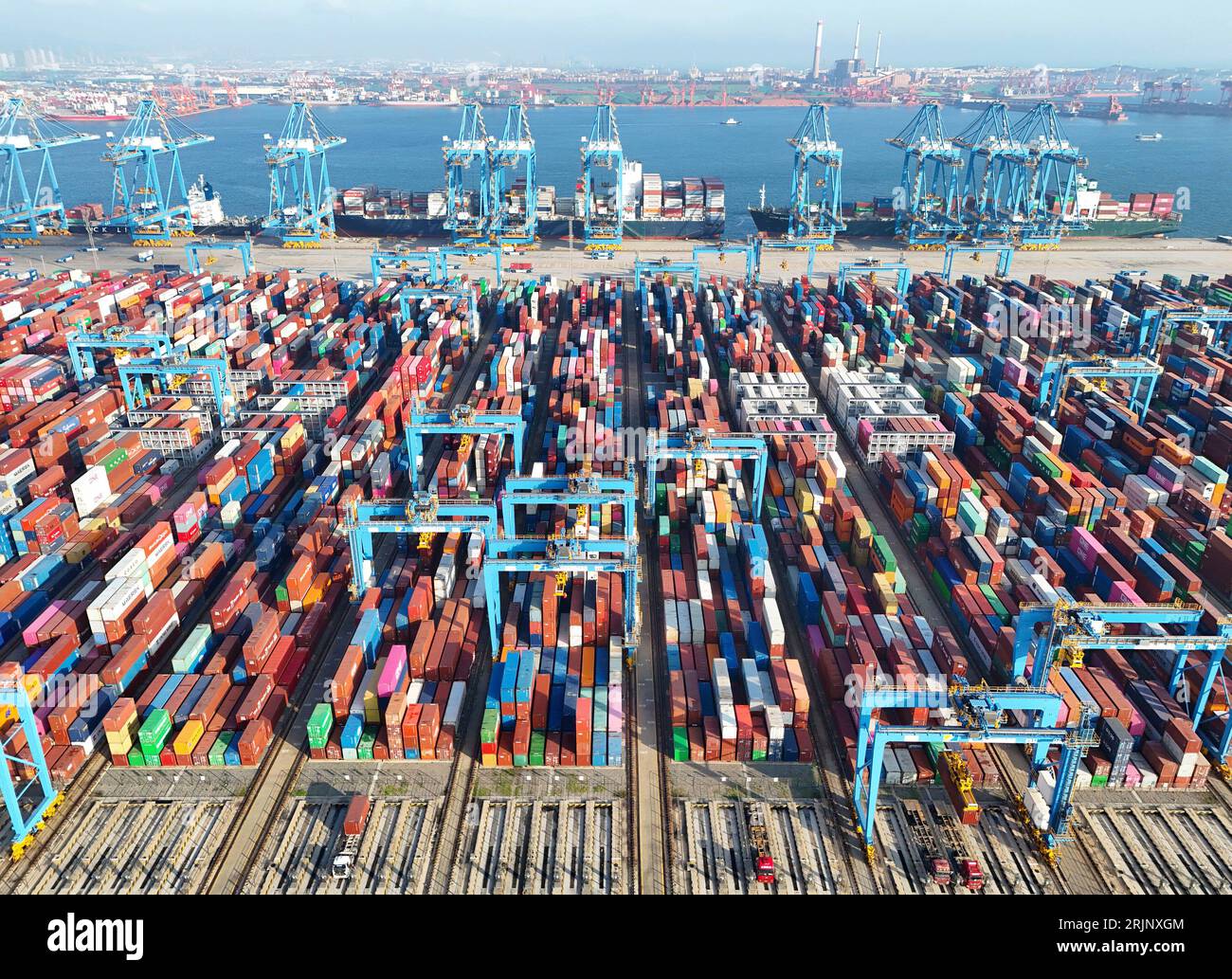 A view of the automated container port in Qingdao in east China's ...