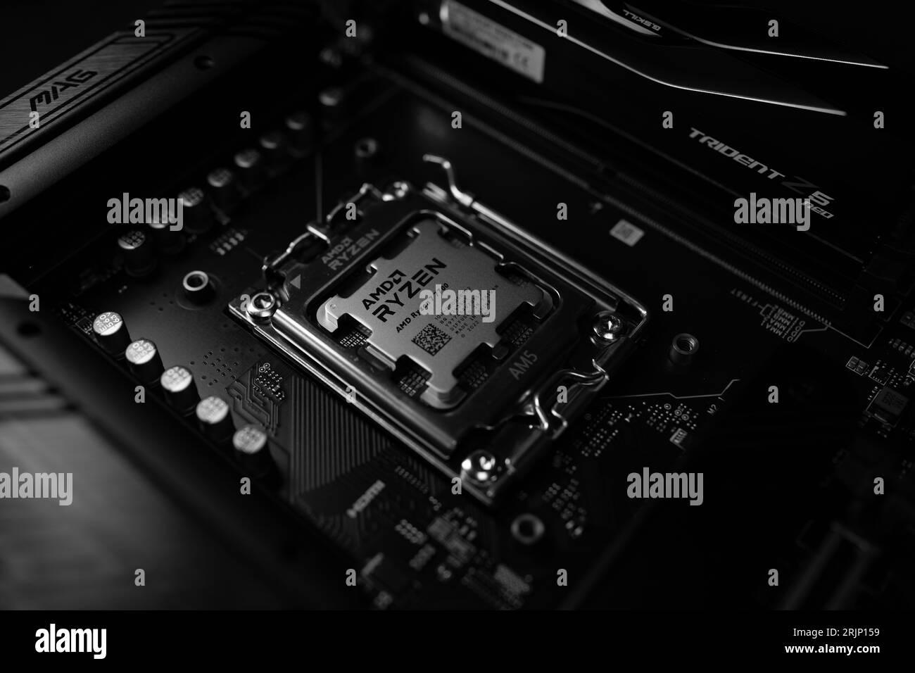 A close-up shot of the AMD Ryzen 7000 series processor, a powerful and ...