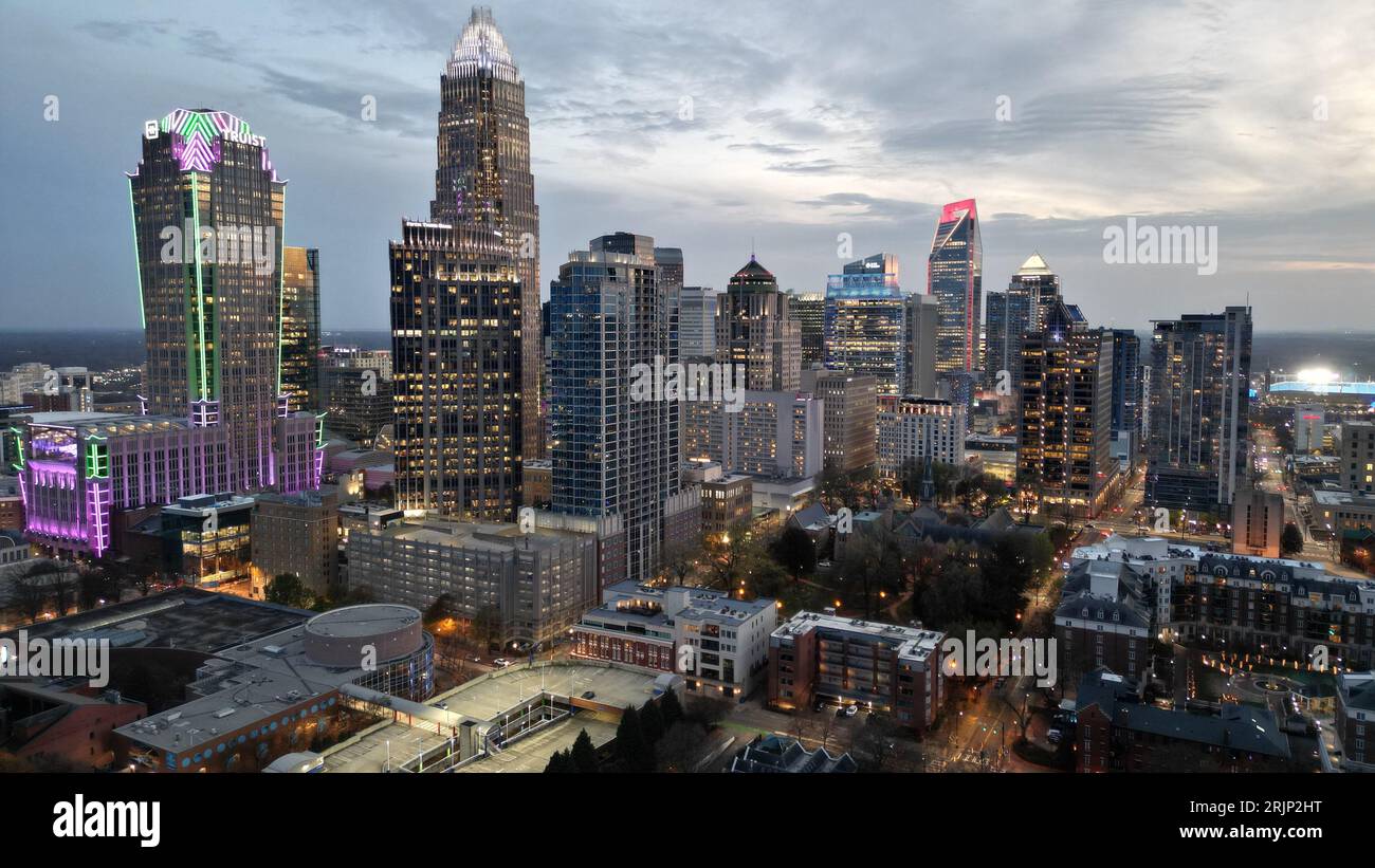 A stunning view of the Uptown Charlotte, North Carolina skyline at ...