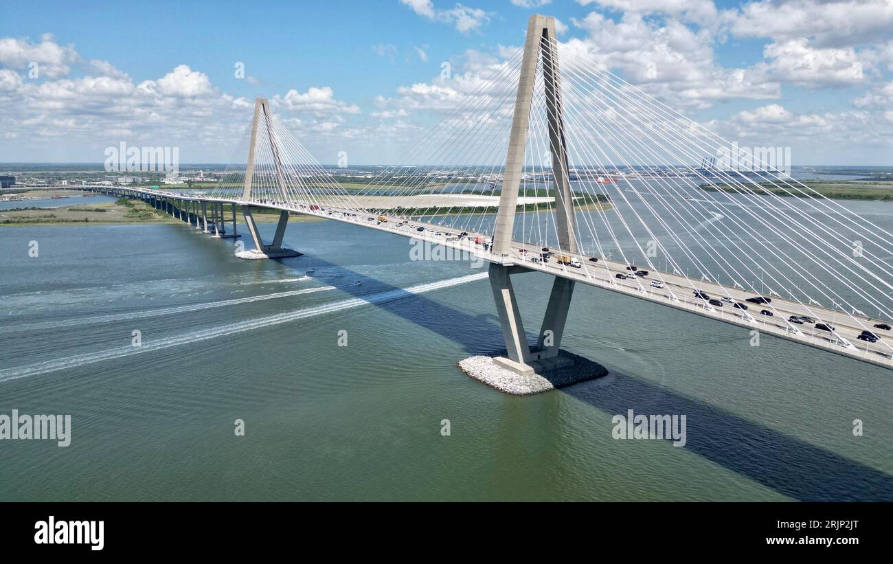 The Arthur Ravenel Bridge in Charleston, South Carolina is an iconic ...