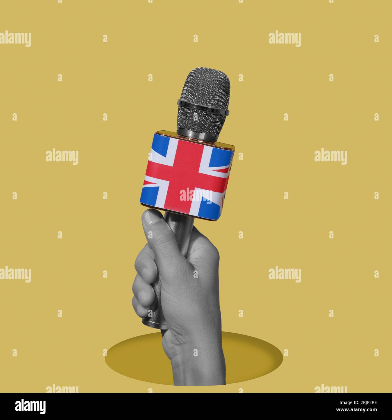 Holding out microphone to speak hi-res stock photography and images - Alamy