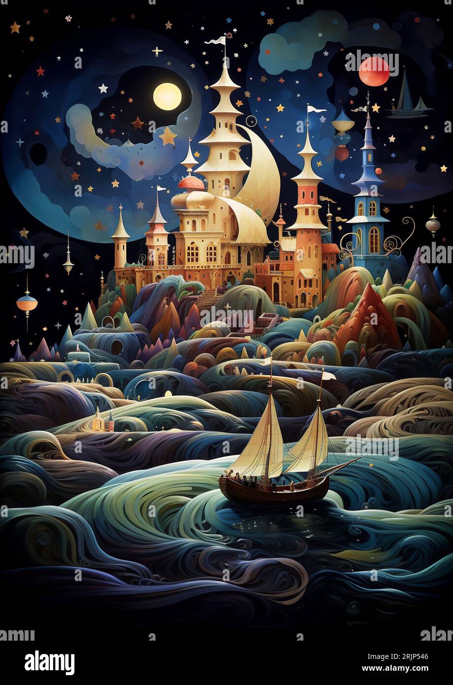 A majestic, castle-like structure perched atop a rocky cliff ...