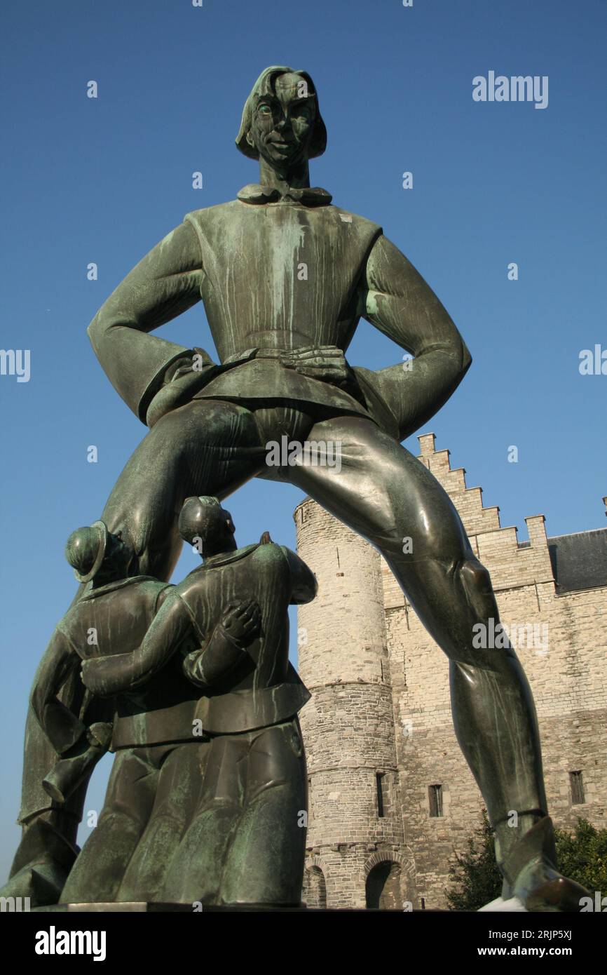 The statue of Lange Wapper in Antwerp, Belgium Stock Photo - Alamy