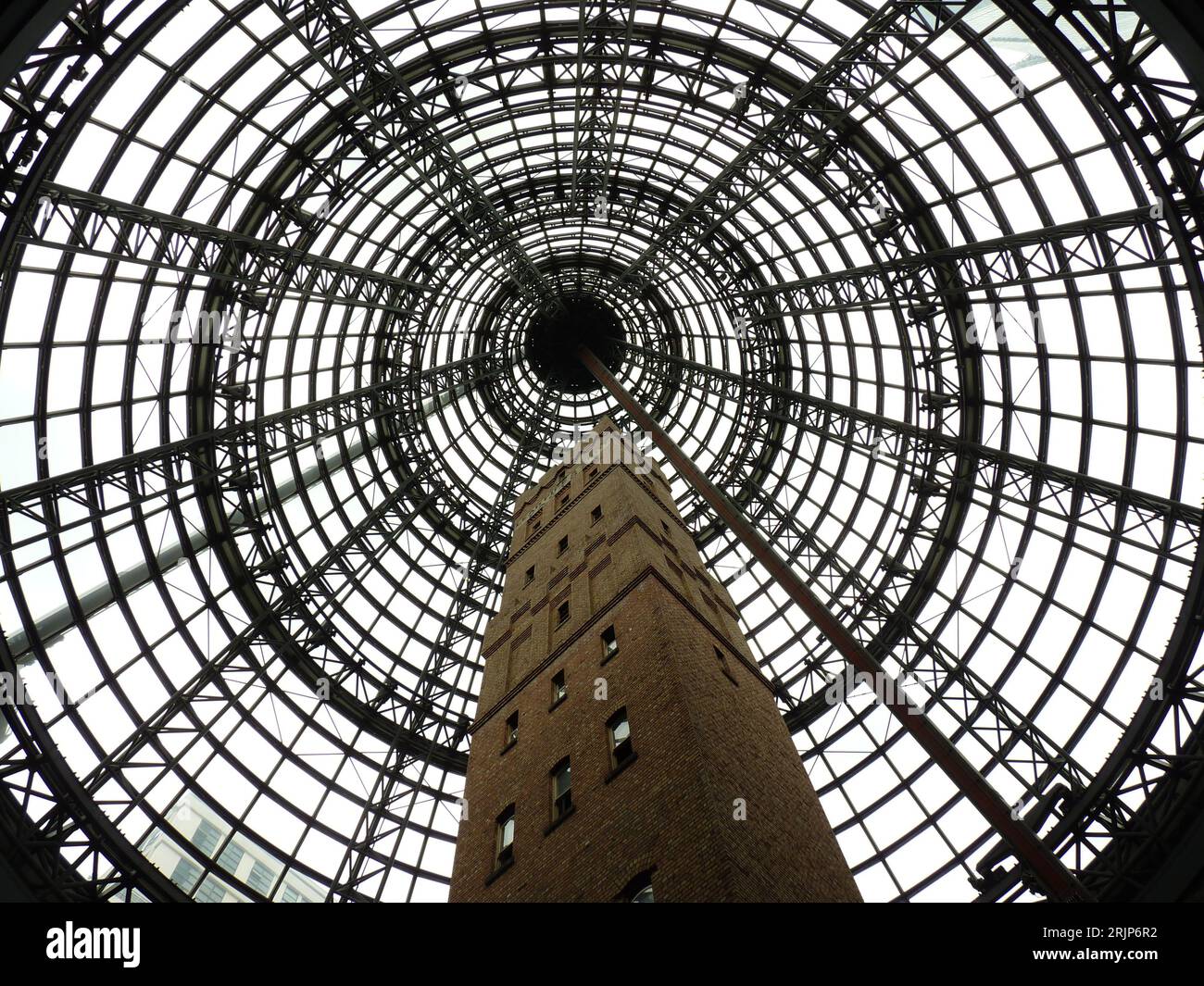 A low angle of the Shot Tower Museum ceiling in Melbourne, Australia ...