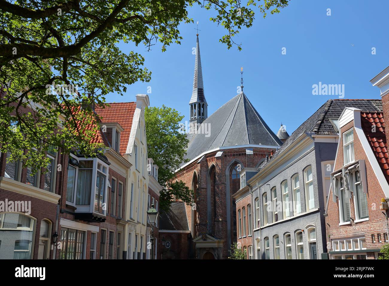 Jacobijnerkerk church viewed from Bij de Put street in Leeuwarden ...