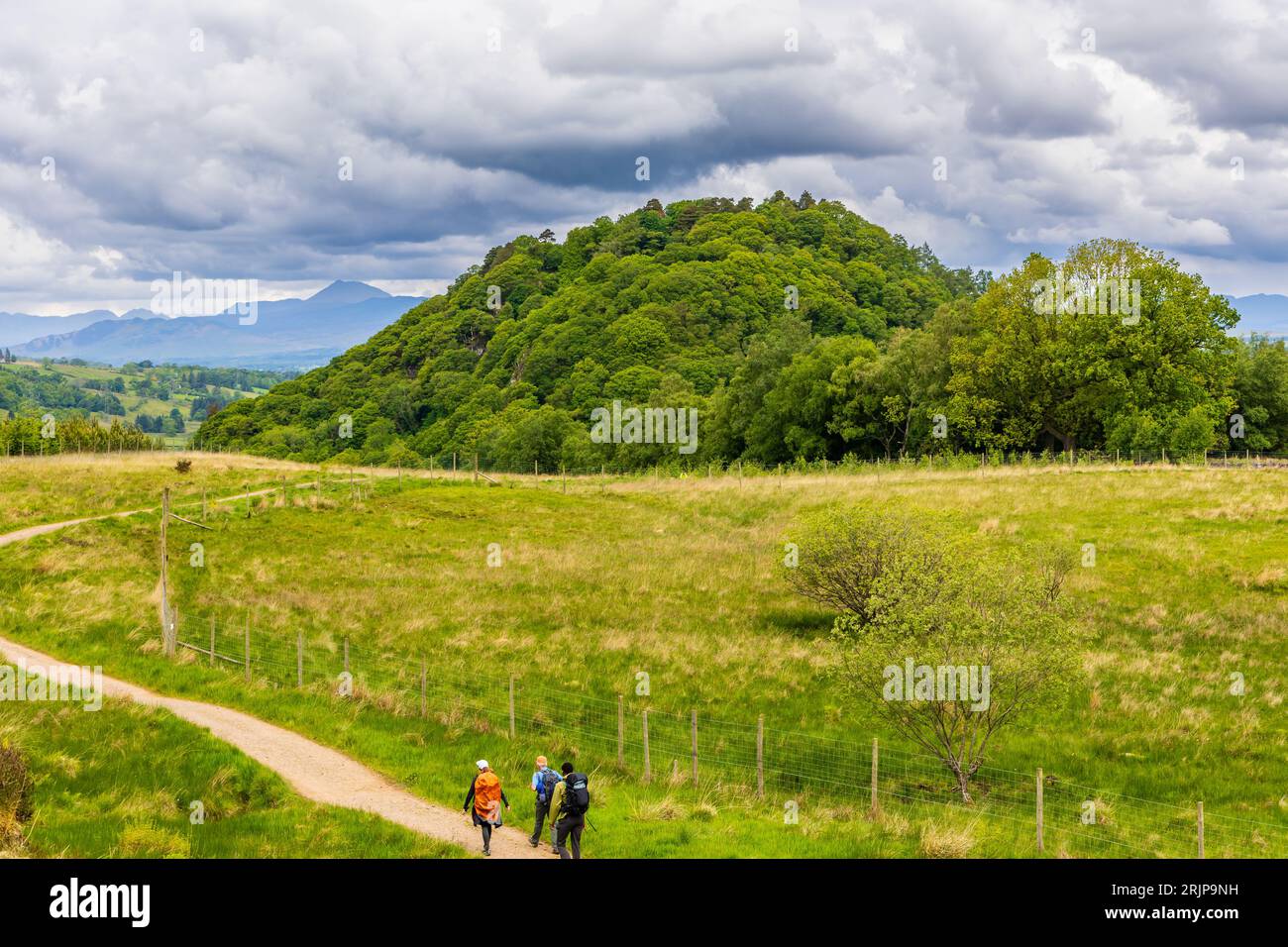 Hikers on the West Highland Way in dramatic rural scenery near Loch ...