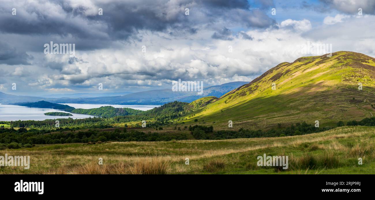 Panoramic view of Conic Hill and Loch Lomond in the beautiful Scottish ...