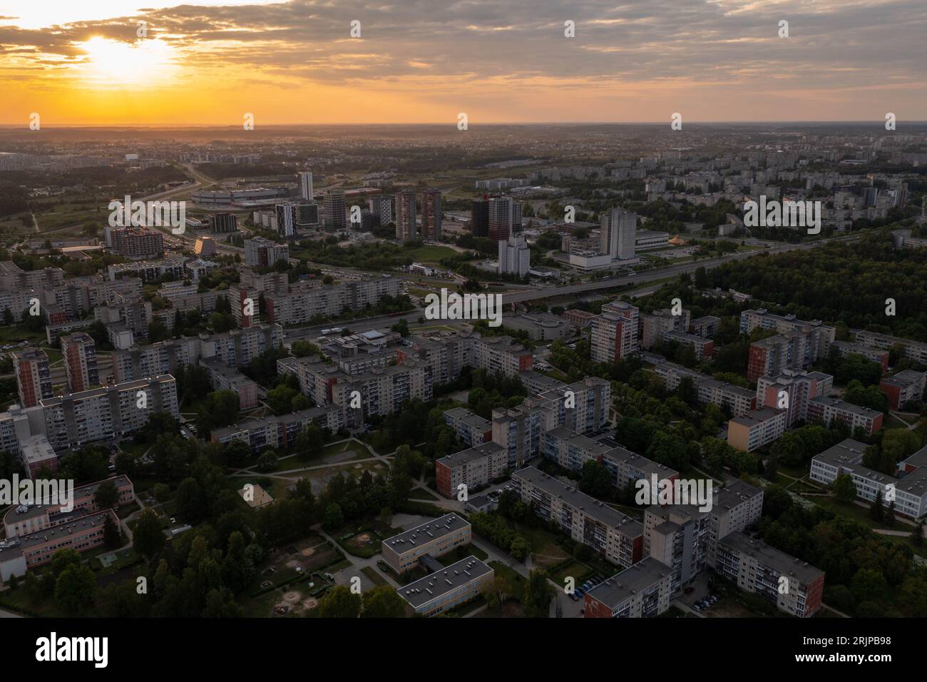 Drone photography of apartment flat complex in a city near a park ...