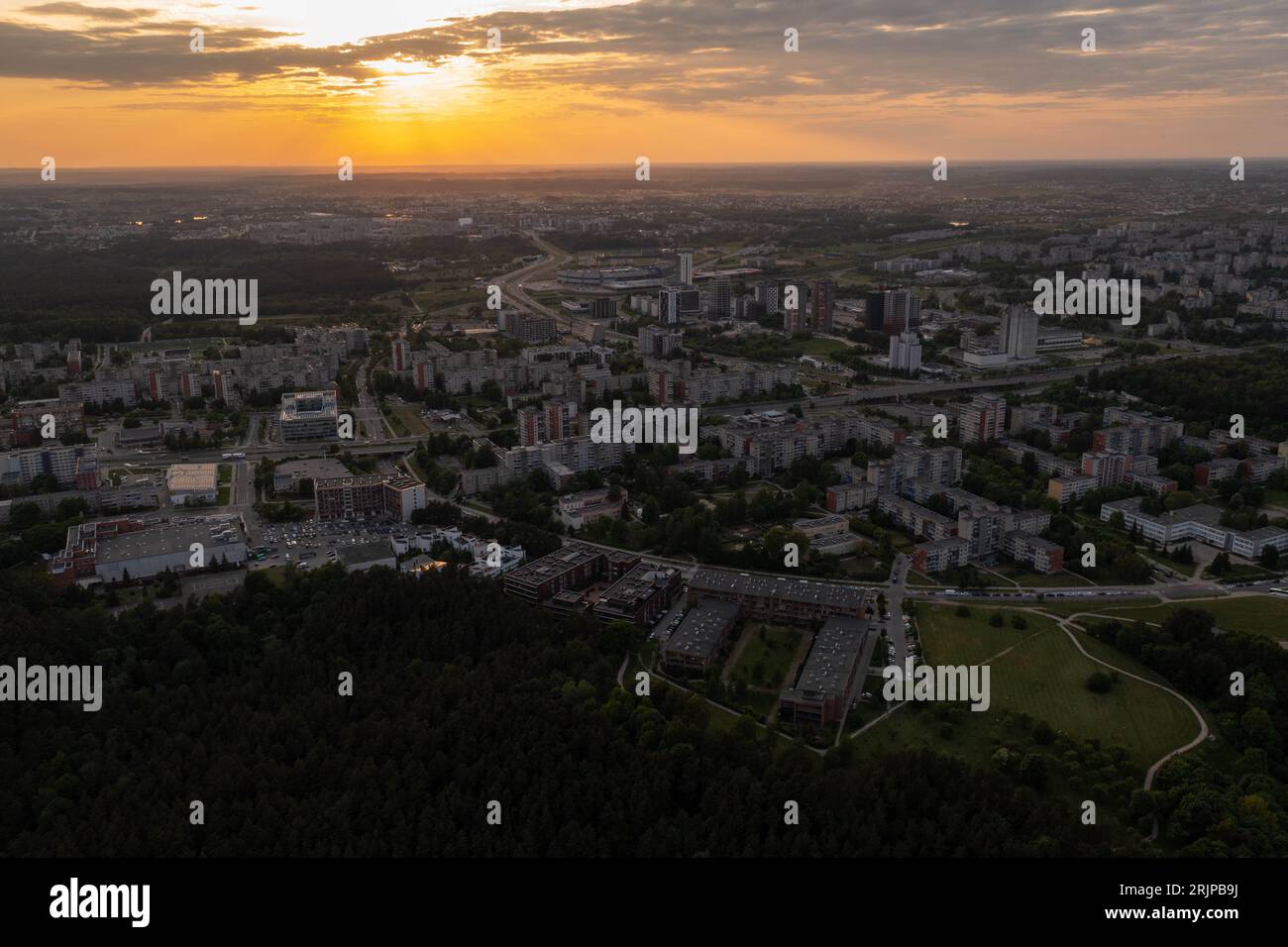 Drone photography of apartment flat complex in a city near a park ...