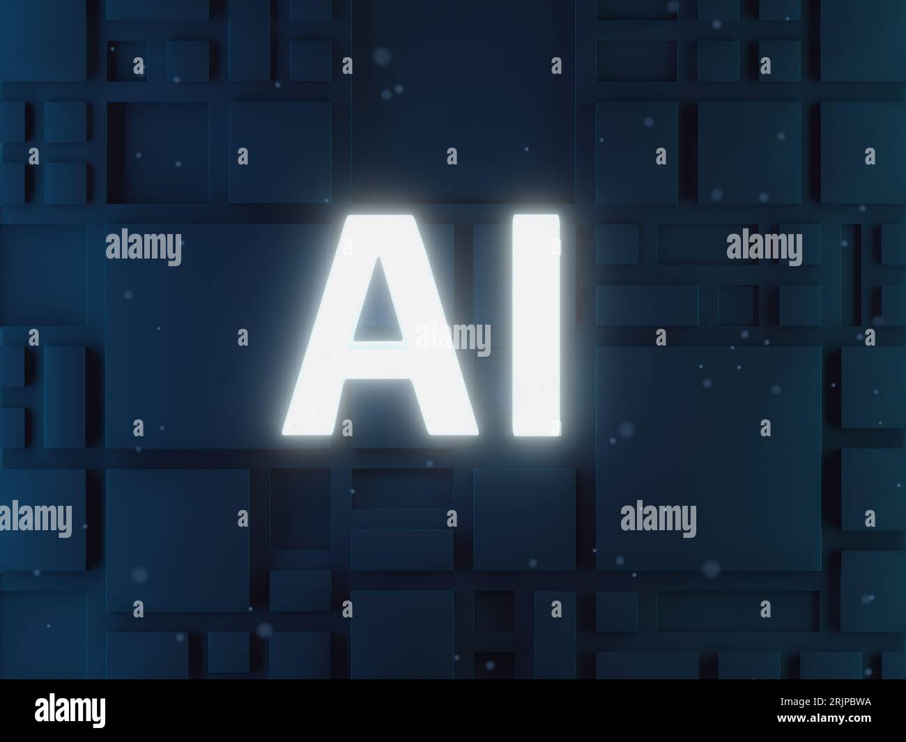 AI Artificial Intelligence concept with 3d rendered text with glow ...