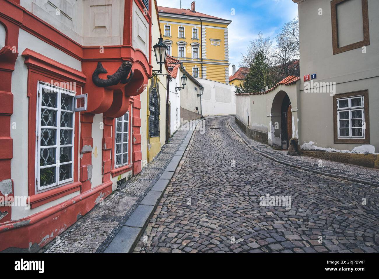 Historic road with original buildings on the way to New World "Novy ...