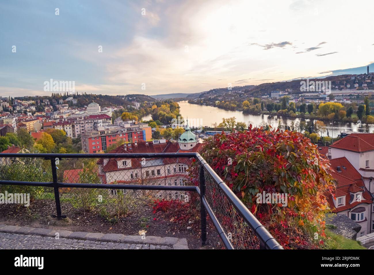 Look up the river downhill in Prague, Vysehrad, Prague, Czech Republic ...
