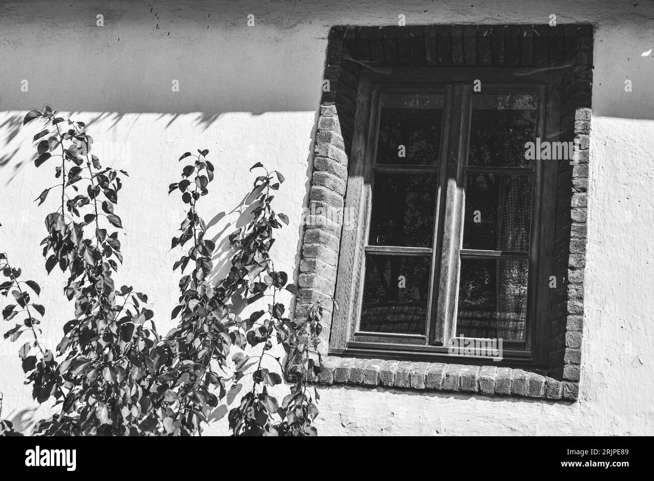 Old mill window with a smash, Black and White Stock Photo - Alamy