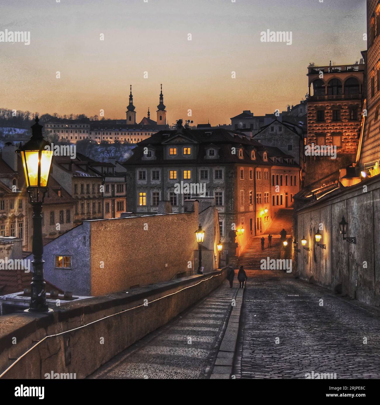 Nerudova street in Prague, stairs, Prague castle, Czech Republic Stock ...