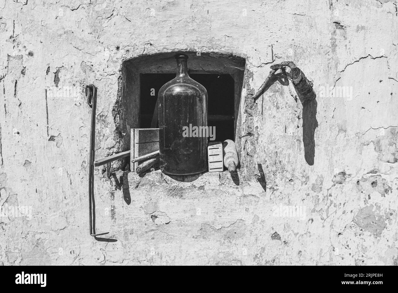 On an old mill, forgotten old things, Black and White Stock Photo - Alamy