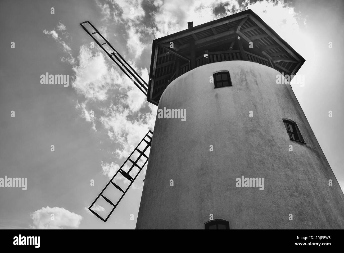 Romantic Mill Black and white Stock Photo - Alamy