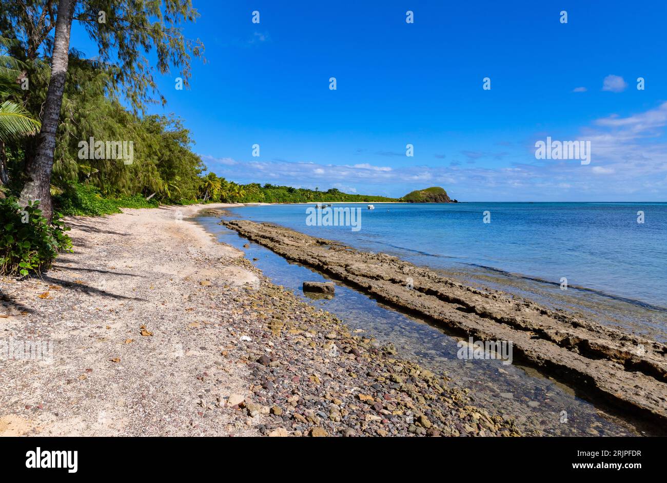 View of Blue Lagoon beach in Nacula Island, Yasawa Islands, Fiji Stock ...