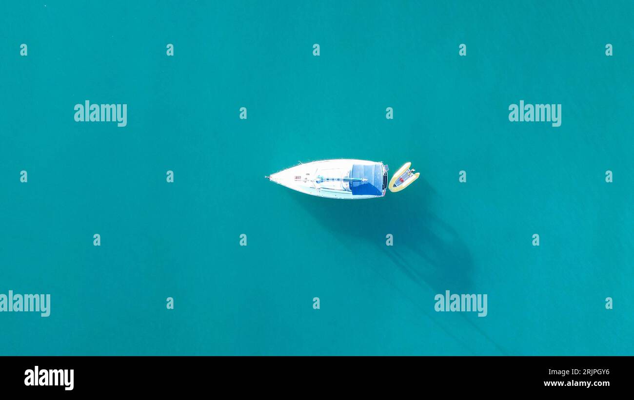 Aerial view drone yacht sailboat hi-res stock photography and images ...
