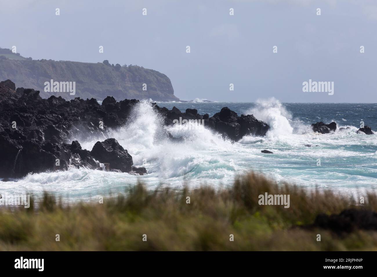 Incredible view of the azure ocean lapping against impressive coastal ...