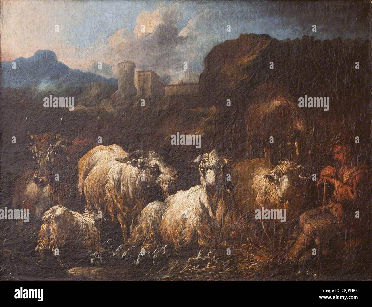 A Shepherd Boy with Sheep, Goats and Cattle between 1680 and 1706 by ...