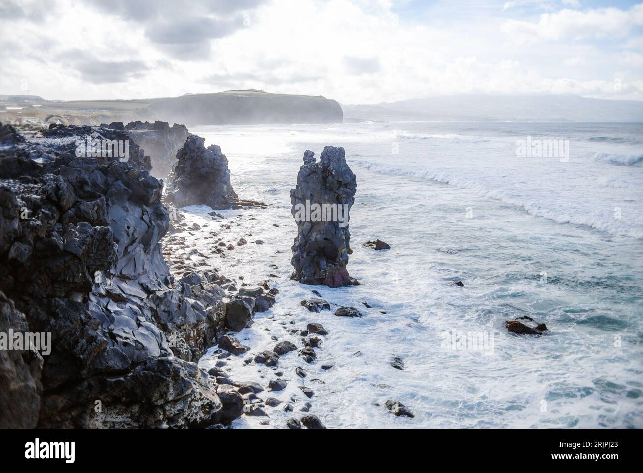 Incredible view of the azure ocean lapping against impressive coastal ...