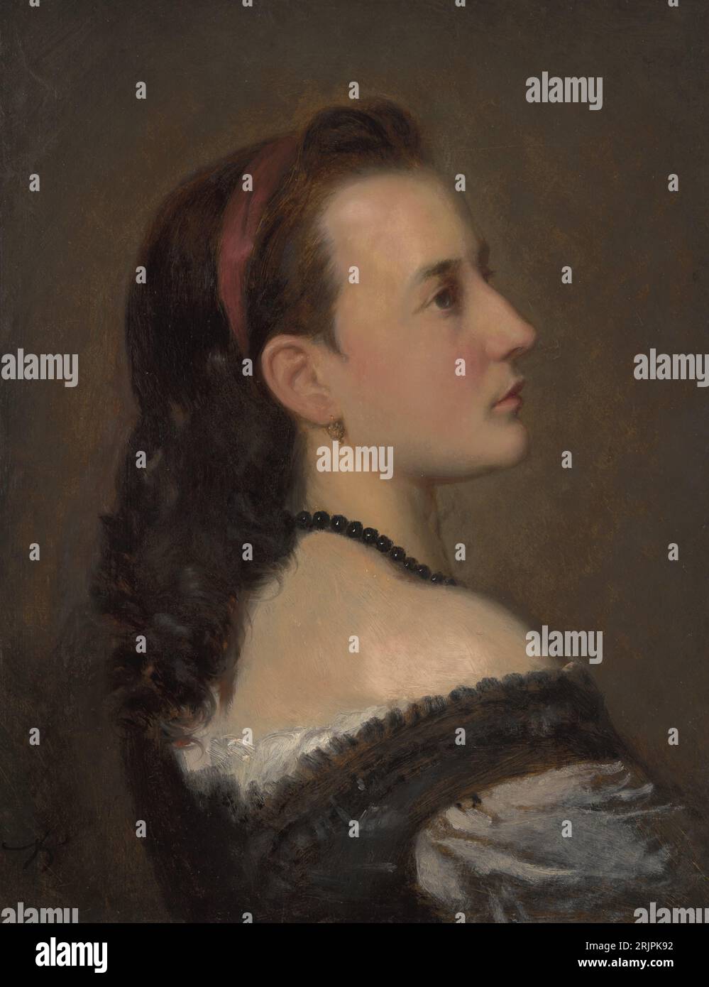 Portrait of a Young Lady circa 1870 by Aleksander Kotsis Stock Photo ...