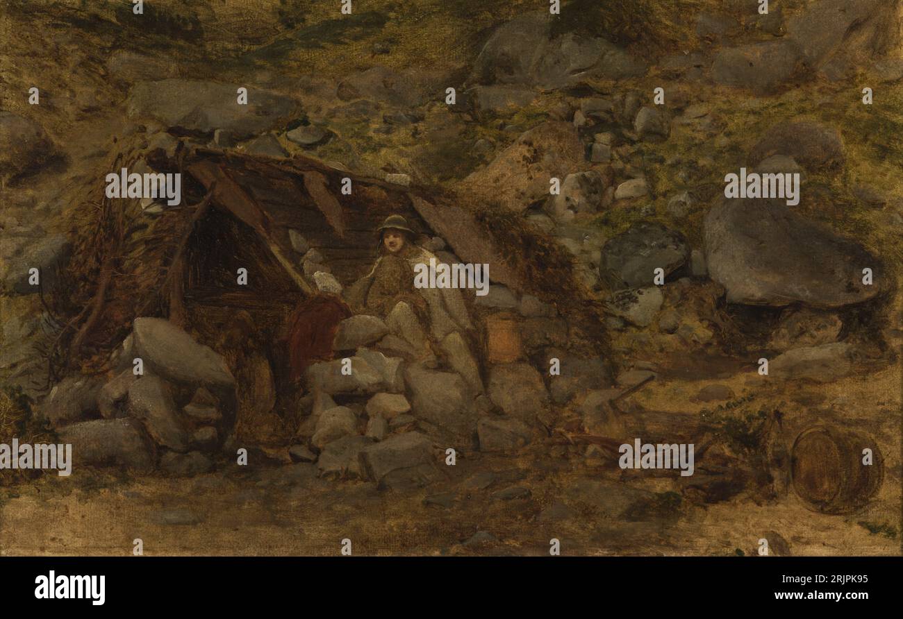 Highlander in Front of a Hut circa 1870 by Aleksander Kotsis Stock ...