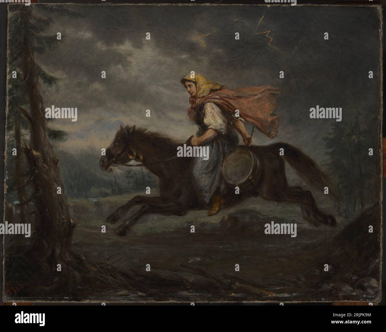Highlander Woman on Horseback 1872 by Aleksander Kotsis Stock Photo - Alamy