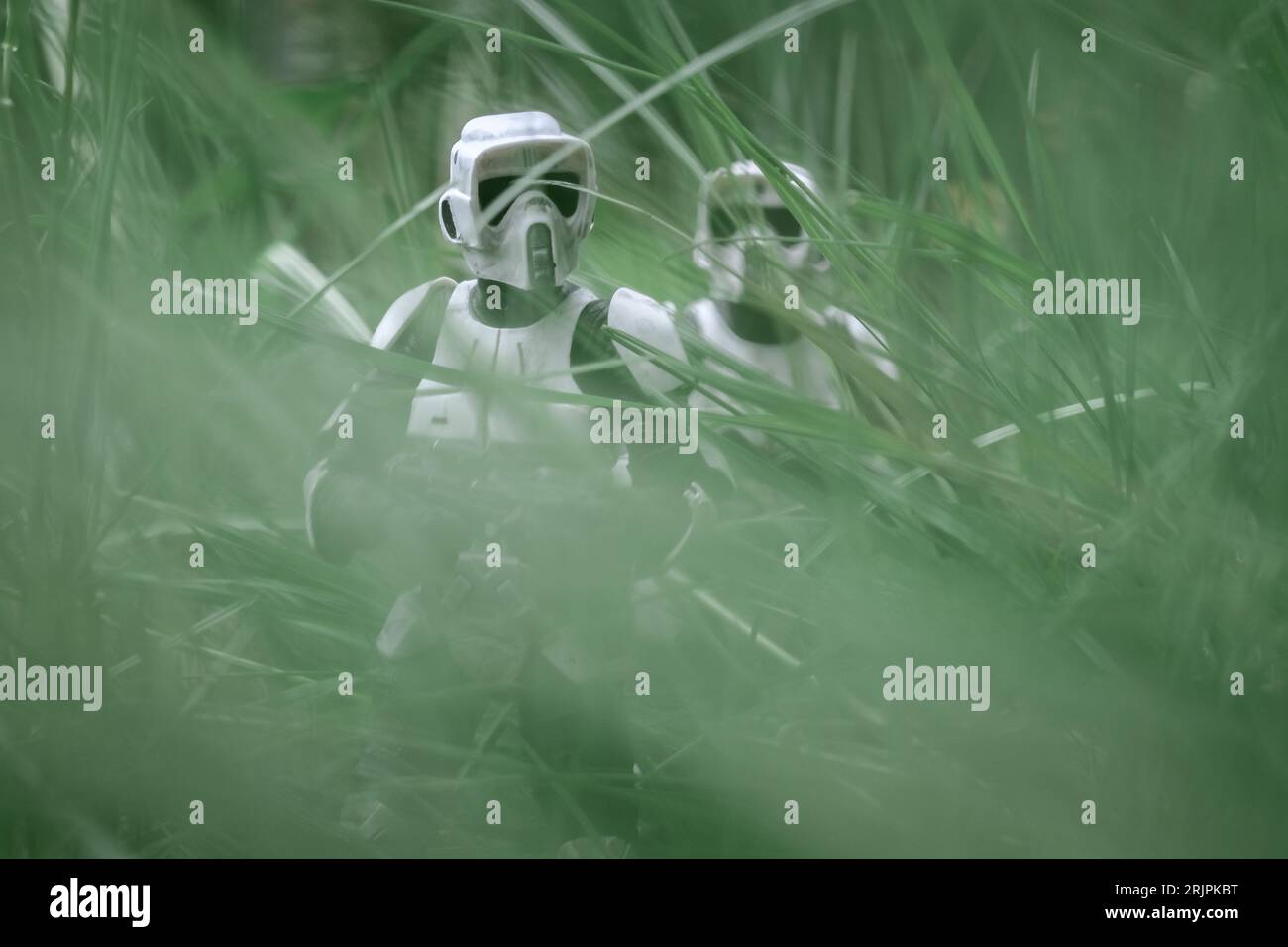 A Star Wars stormtrooper snow trooper action figure, depicting an ...