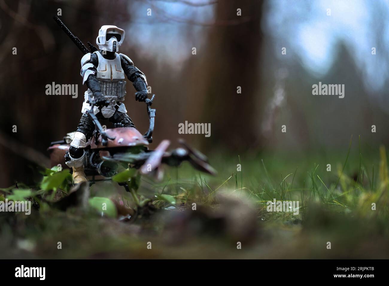 A Star Wars stormtrooper snow trooper action figure, depicting an ...