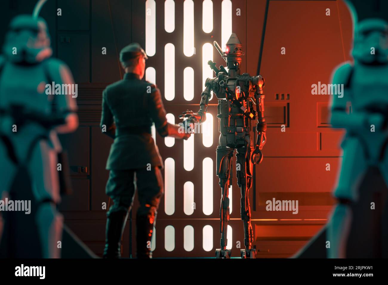 A Star Wars stormtrooper snow trooper action figure, depicting an ...