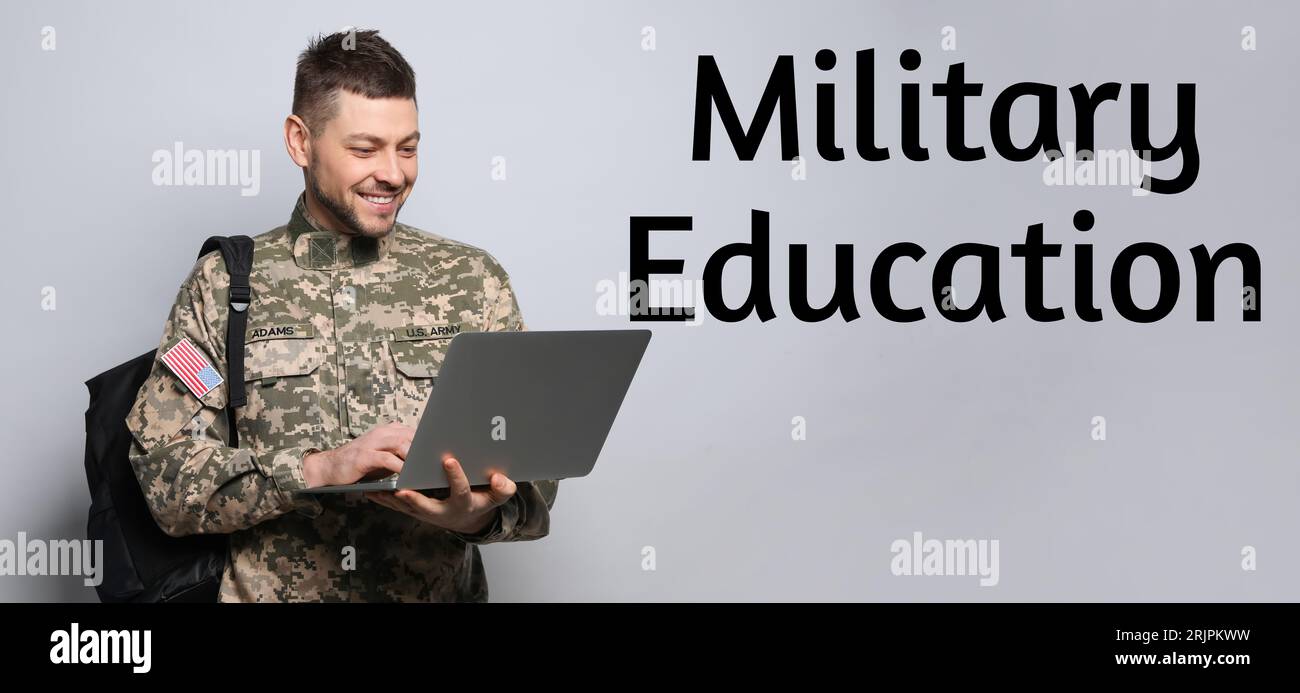 Military laptop online learning hi-res stock photography and images - Alamy