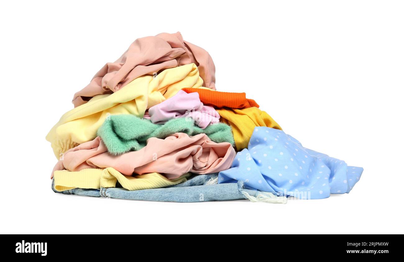 Woman clothes pile wardrobe Cut Out Stock Images & Pictures - Alamy