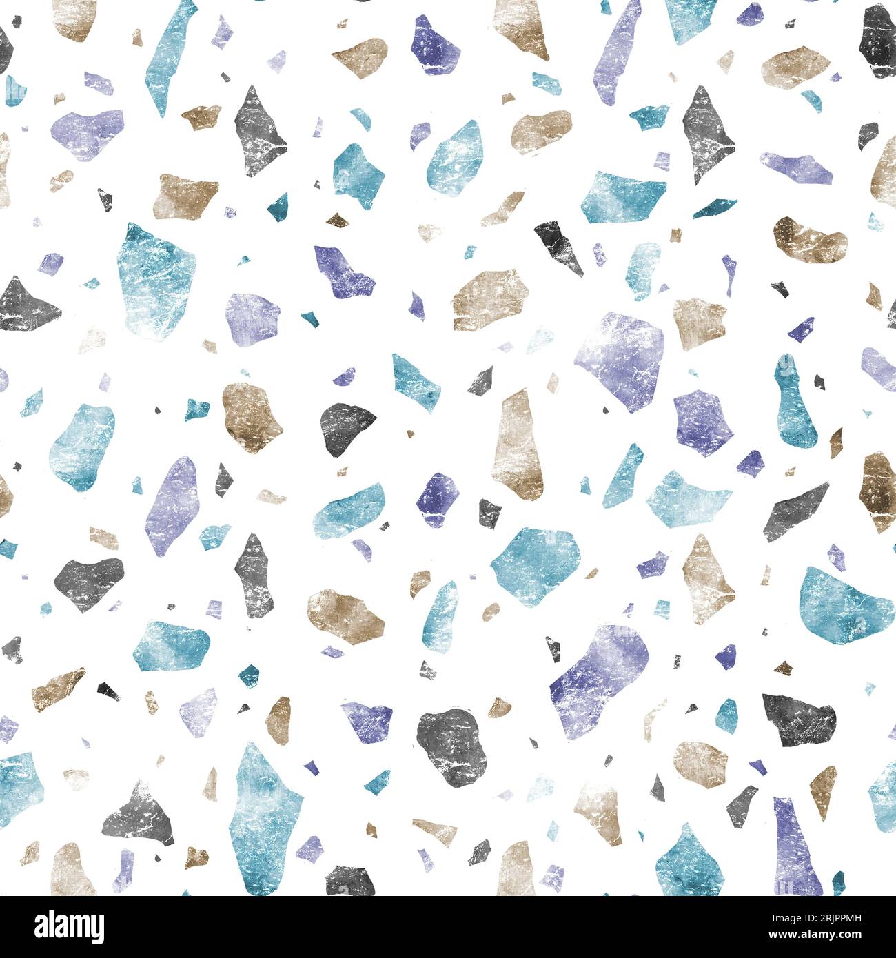 Abstract italian terrazzo seamless pattern. Scattered multicolor stones ...