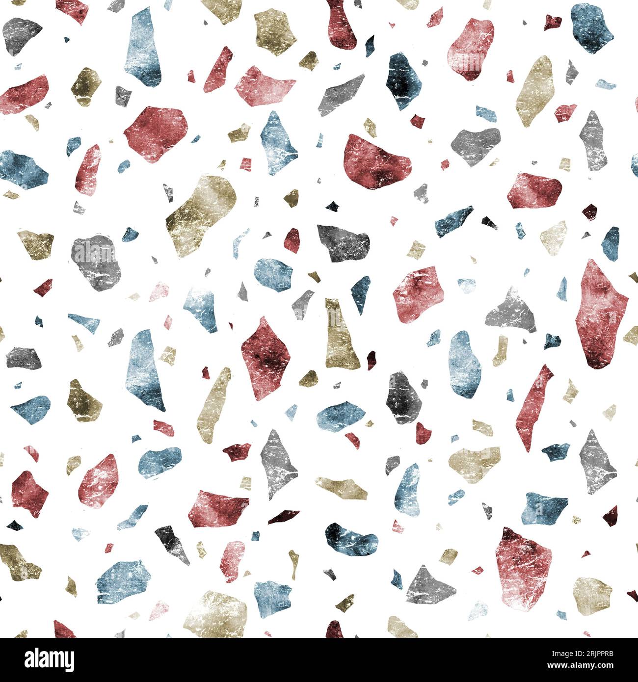 Abstract italian terrazzo seamless pattern. Scattered multicolor stones ...