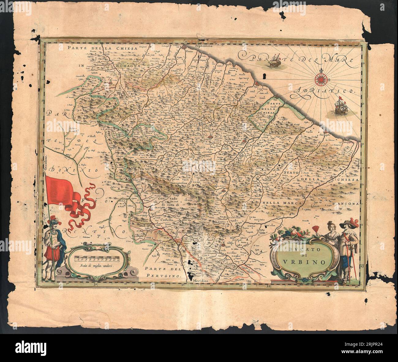Map of the Duchy of Urbino - 1635 Stock Photo - Alamy