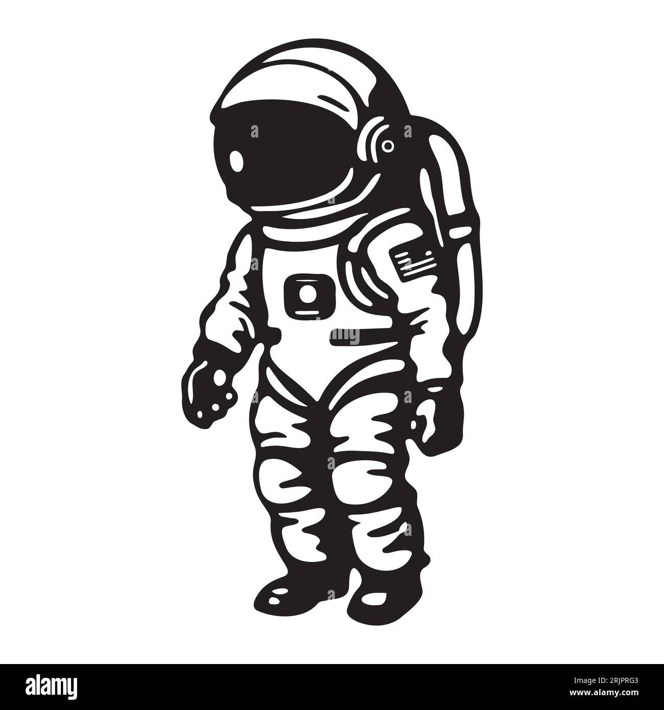 Astronaut Black and White Vector illustration Stock Vector Image & Art ...