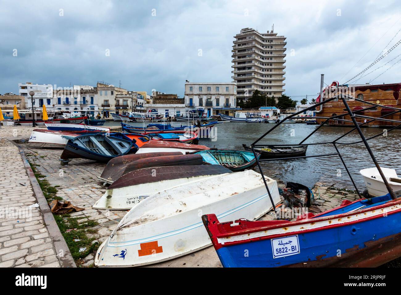 A row of boats docked in the port of Bizerte, Tunisia Stock Photo - Alamy